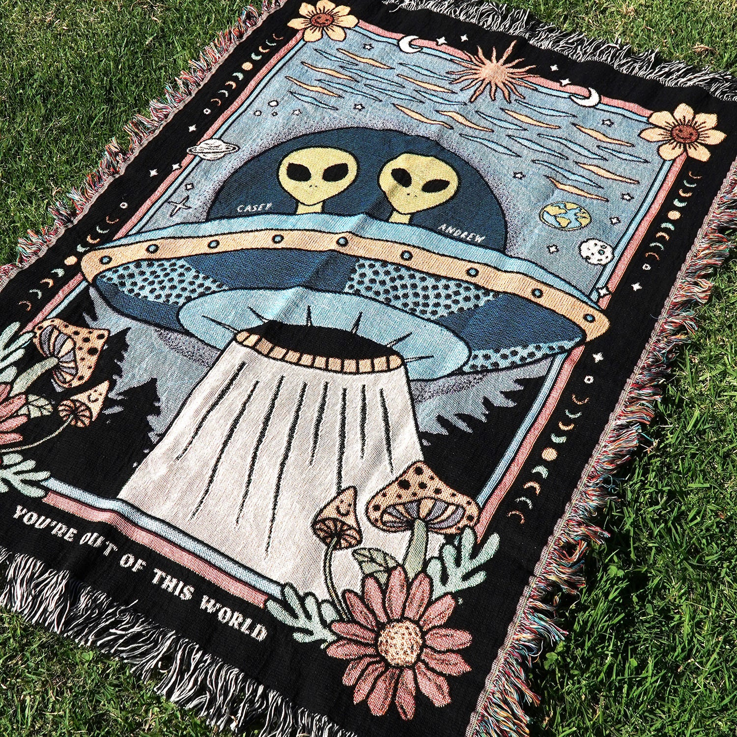 New Custom Couple Personalized Alien Ufo Woven Blanket for - Etsy