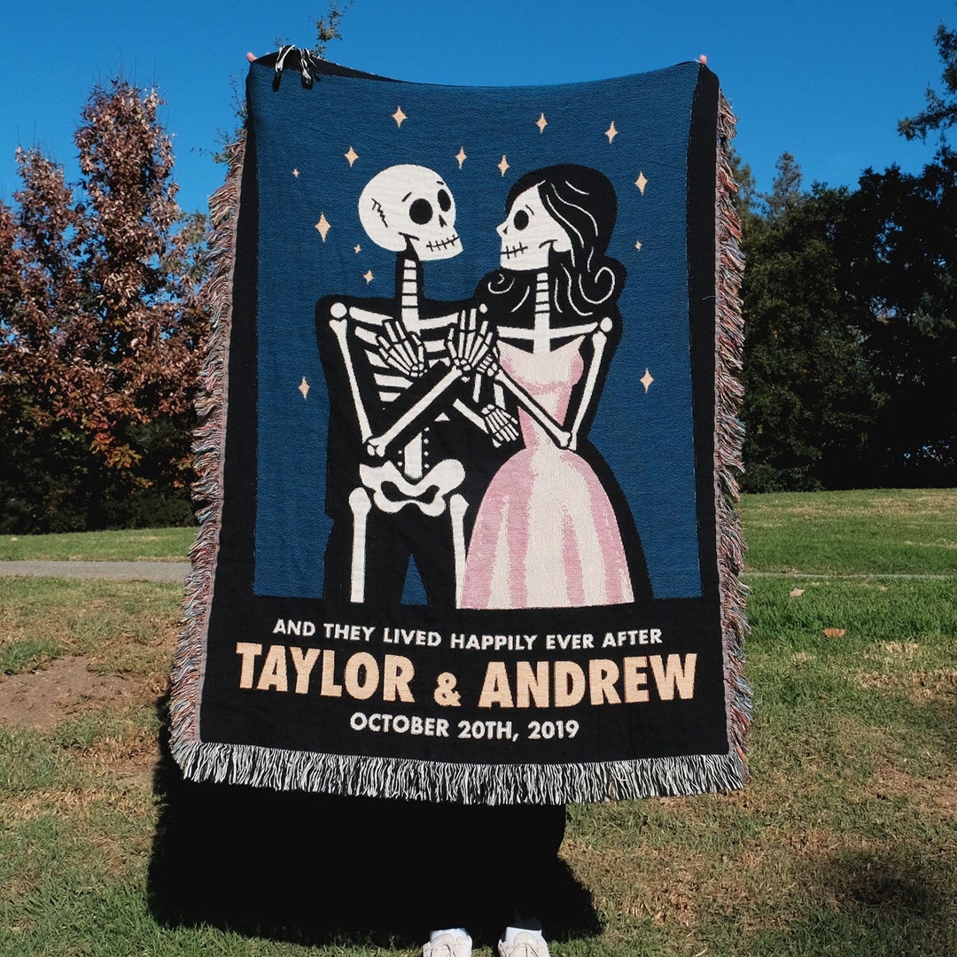 Personalized Skeletons Movie Poster Couple Woven Blanket for Couples ...