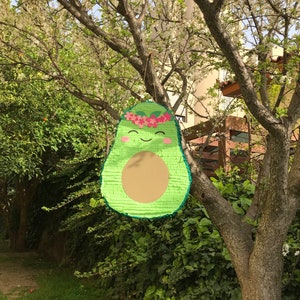Avocado Pinata With Pink Flowers for Birthday Parties, Fruit Themed ...