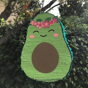 Avocado Pinata With Pink Flowers for Birthday Parties, Fruit Themed ...
