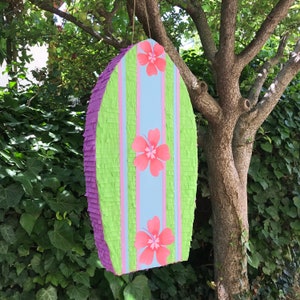 Surfboard Pinata With Hibiscus for Tropical Parties, Surfer Birthday ...
