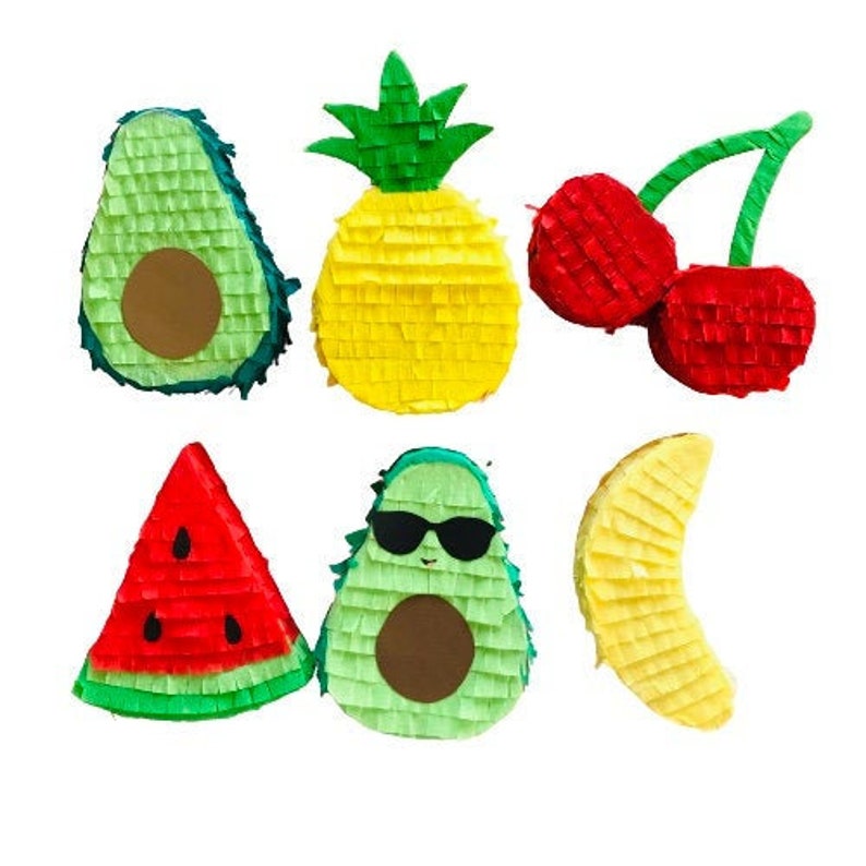 Fruit Mini Pinatas, Watermelon, Banana, Pineapple, Avocado, Cherry Mini ...