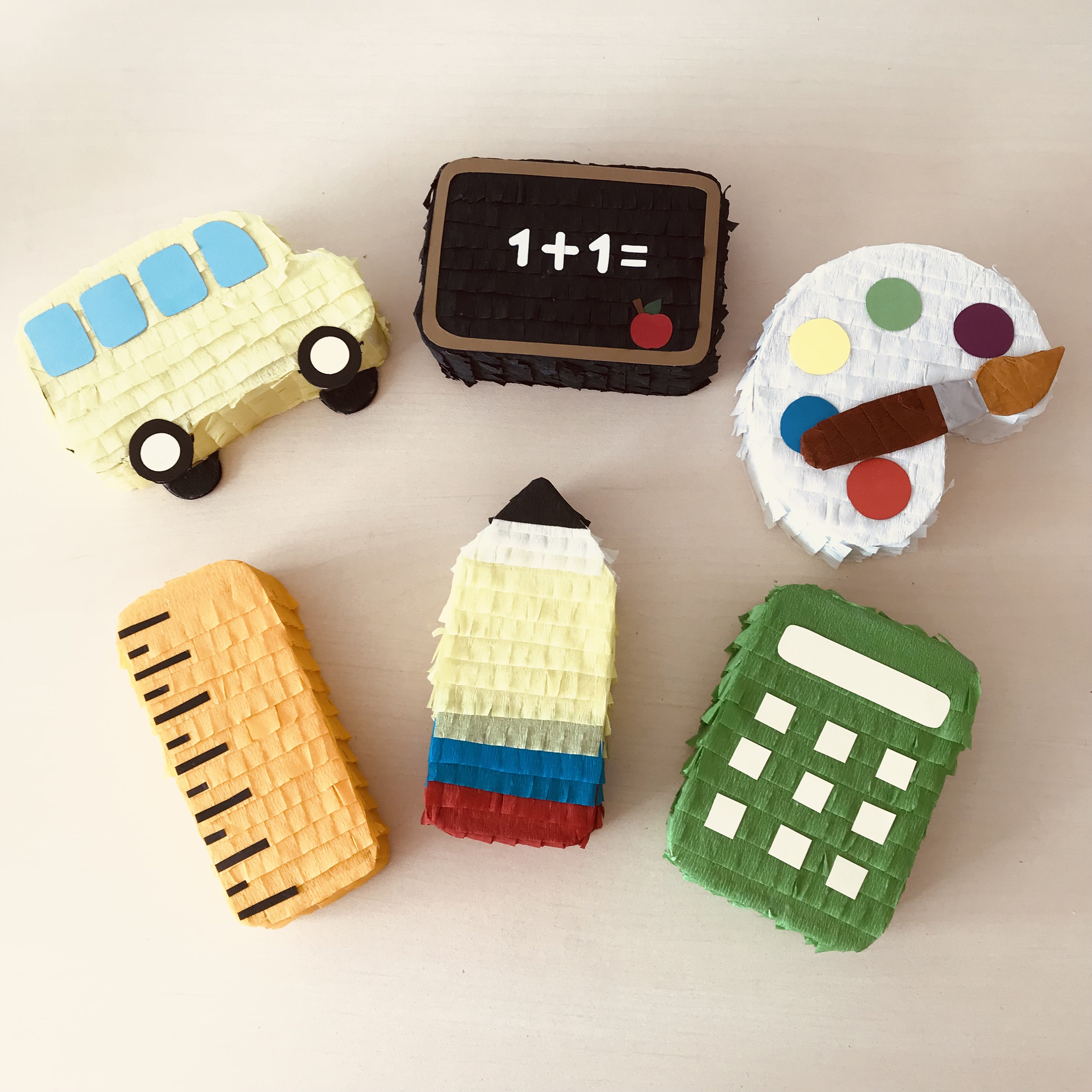 Pencil Palette Blackboard School Bus Calculator Ruler Mini Pinatas ...