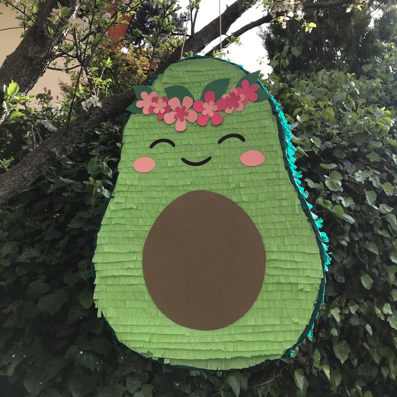 Avocado Pinata With Pink Flowers for Birthday Parties, Fruit Themed ...