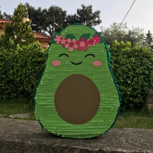 Avocado Pinata With Pink Flowers for Birthday Parties, Fruit Themed ...