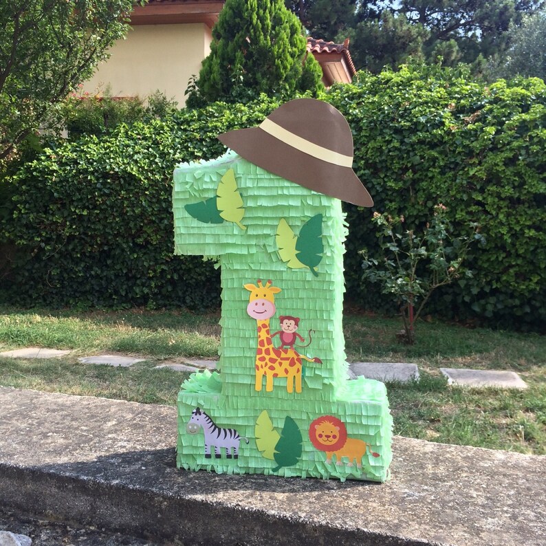 Safari Number One Pinata, Jungle 1st Birthday Pinata - Etsy