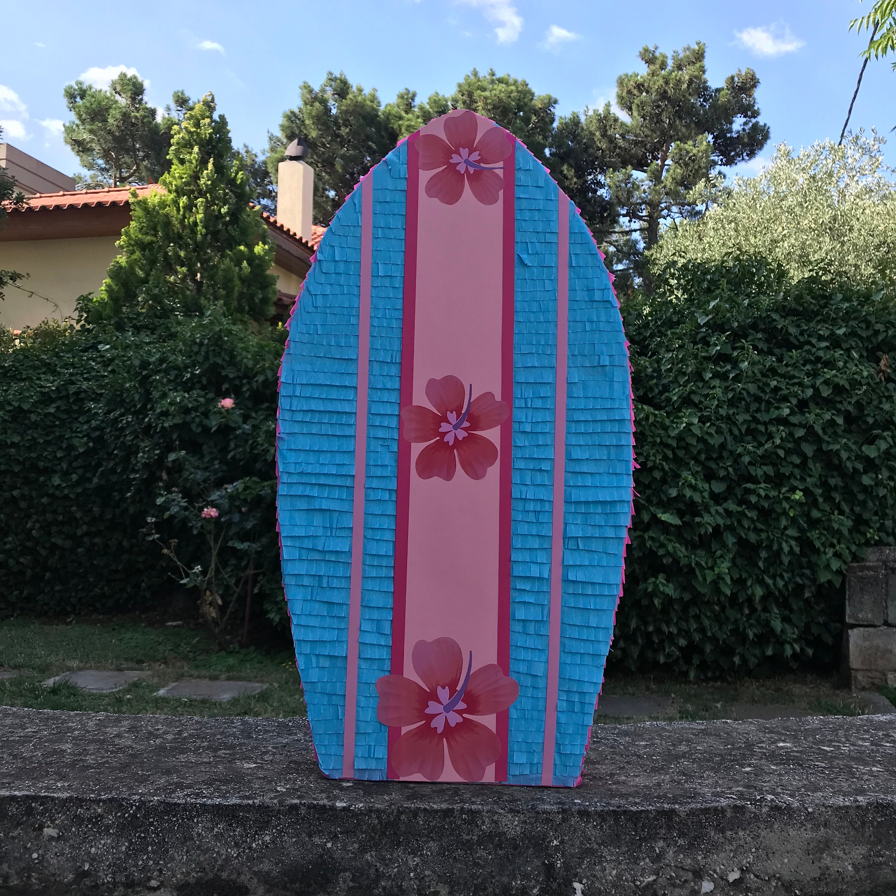 Surfboard Pinata: Pink Hibiscus, Summer Beach Party Decor - Etsy
