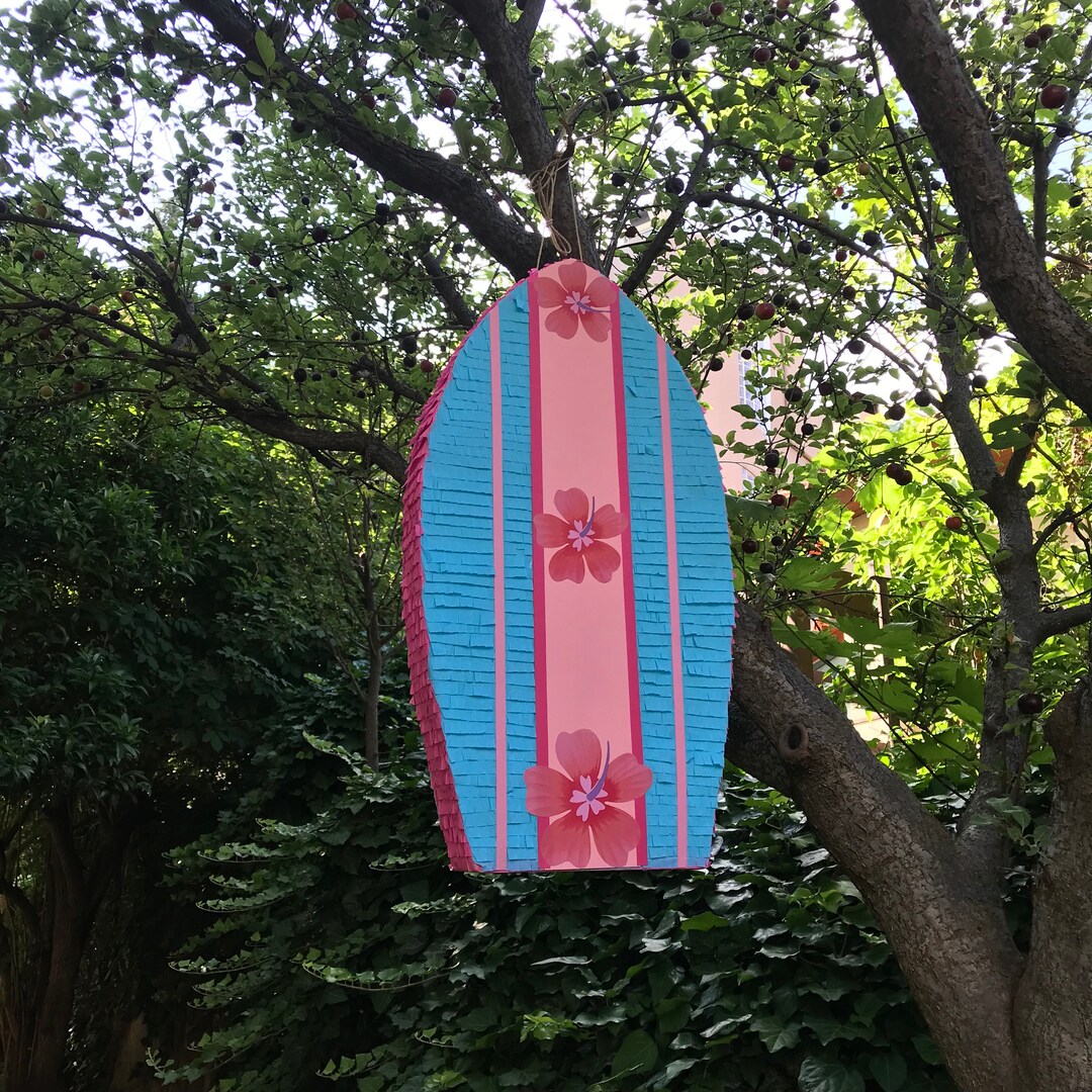 Surfboard Pinata: Pink Hibiscus, Summer Beach Party Decor - Etsy