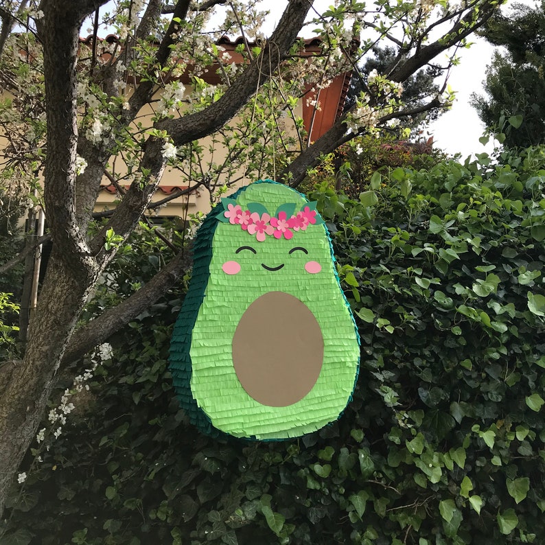 Avocado Pinata With Pink Flowers for Birthday Parties, Fruit Themed ...