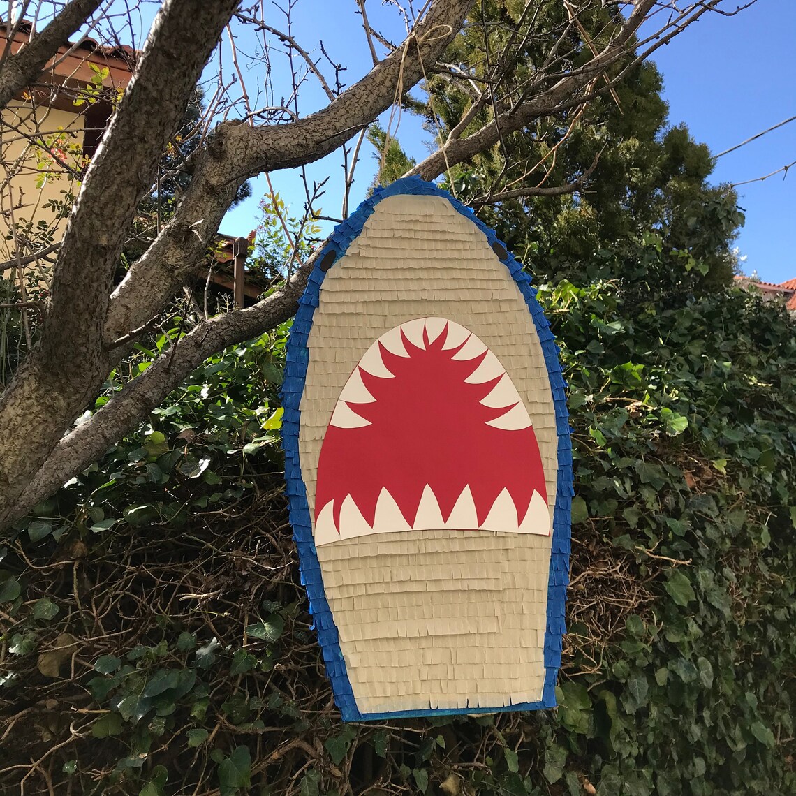 Surfboard Pinata With Shark Jaws for Summer Parties, Jawsome Surfer ...