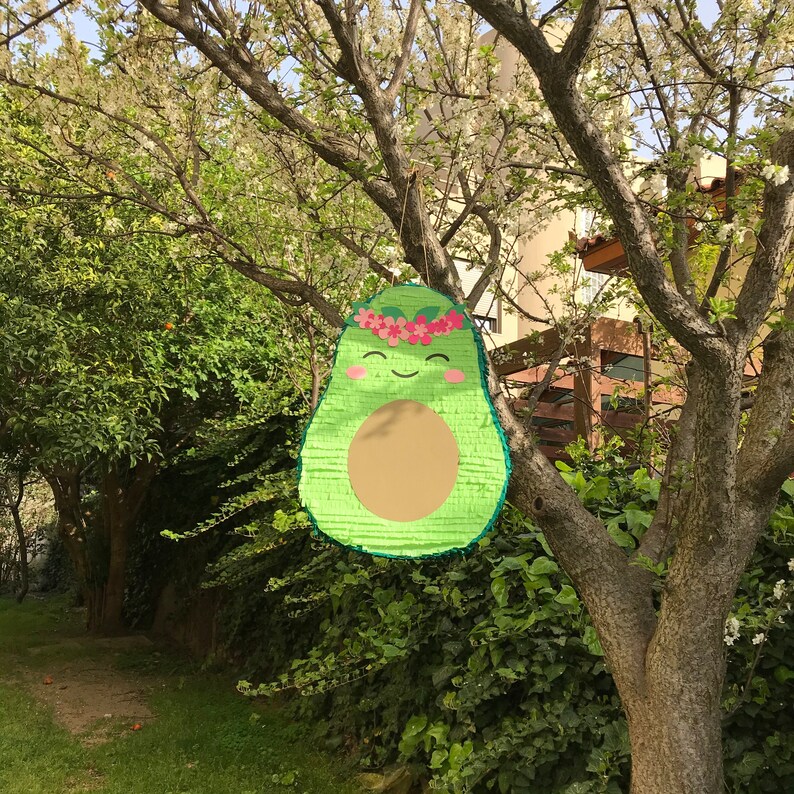 Avocado Pinata With Pink Flowers for Birthday Parties, Fruit Themed ...