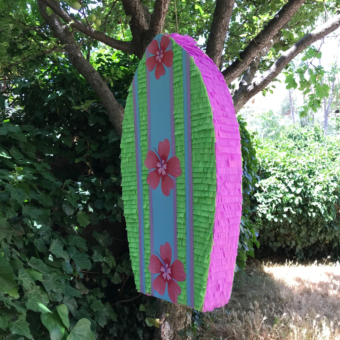 Surfboard Pinata With Hibiscus for Tropical Parties Surfer - Etsy