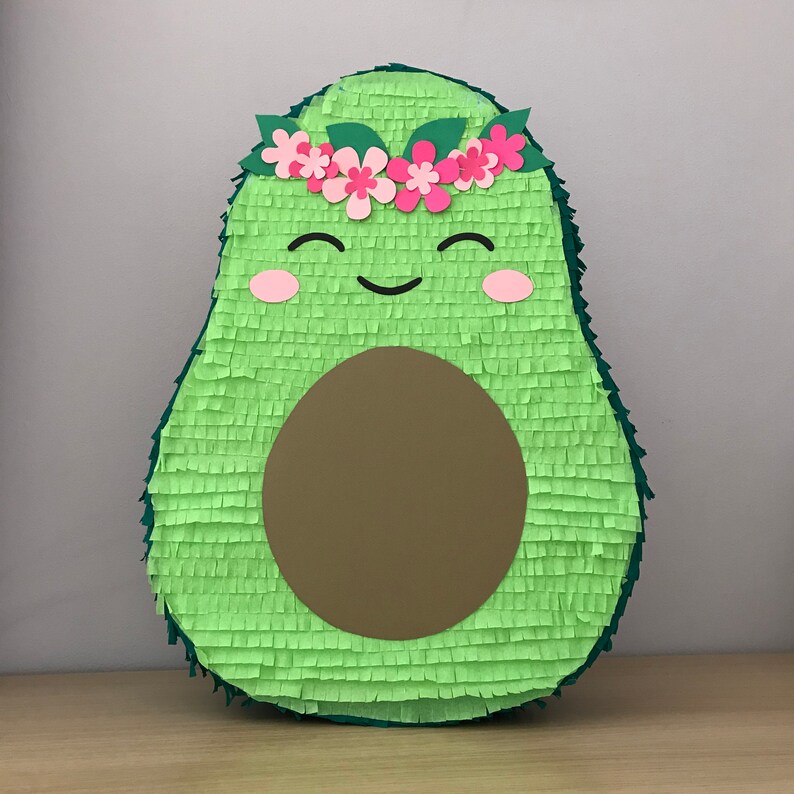 Avocado Pinata With Pink Flowers for Birthday Parties, Fruit Themed ...