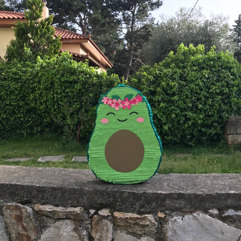 Avocado Pinata With Pink Flowers for Birthday Parties, Fruit Themed ...