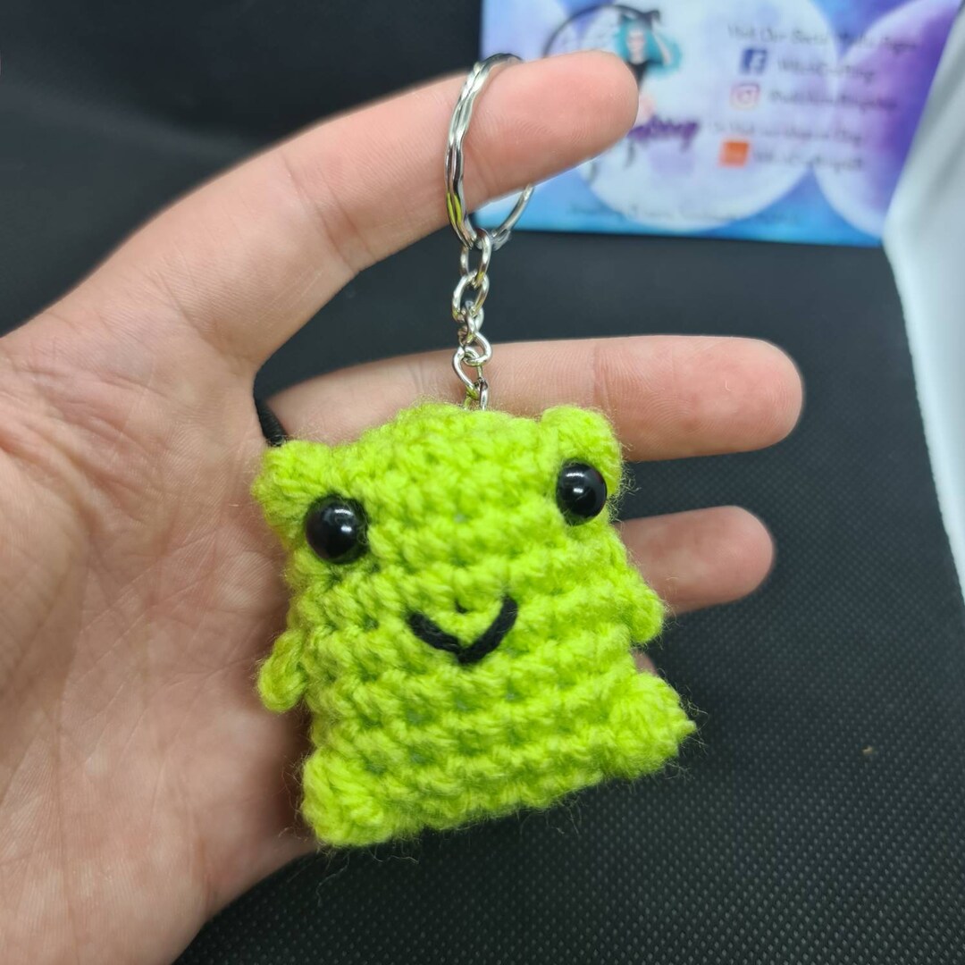 Cute Little Crochet Green Blob Frog Keychain Keyring Bag Charm - Etsy