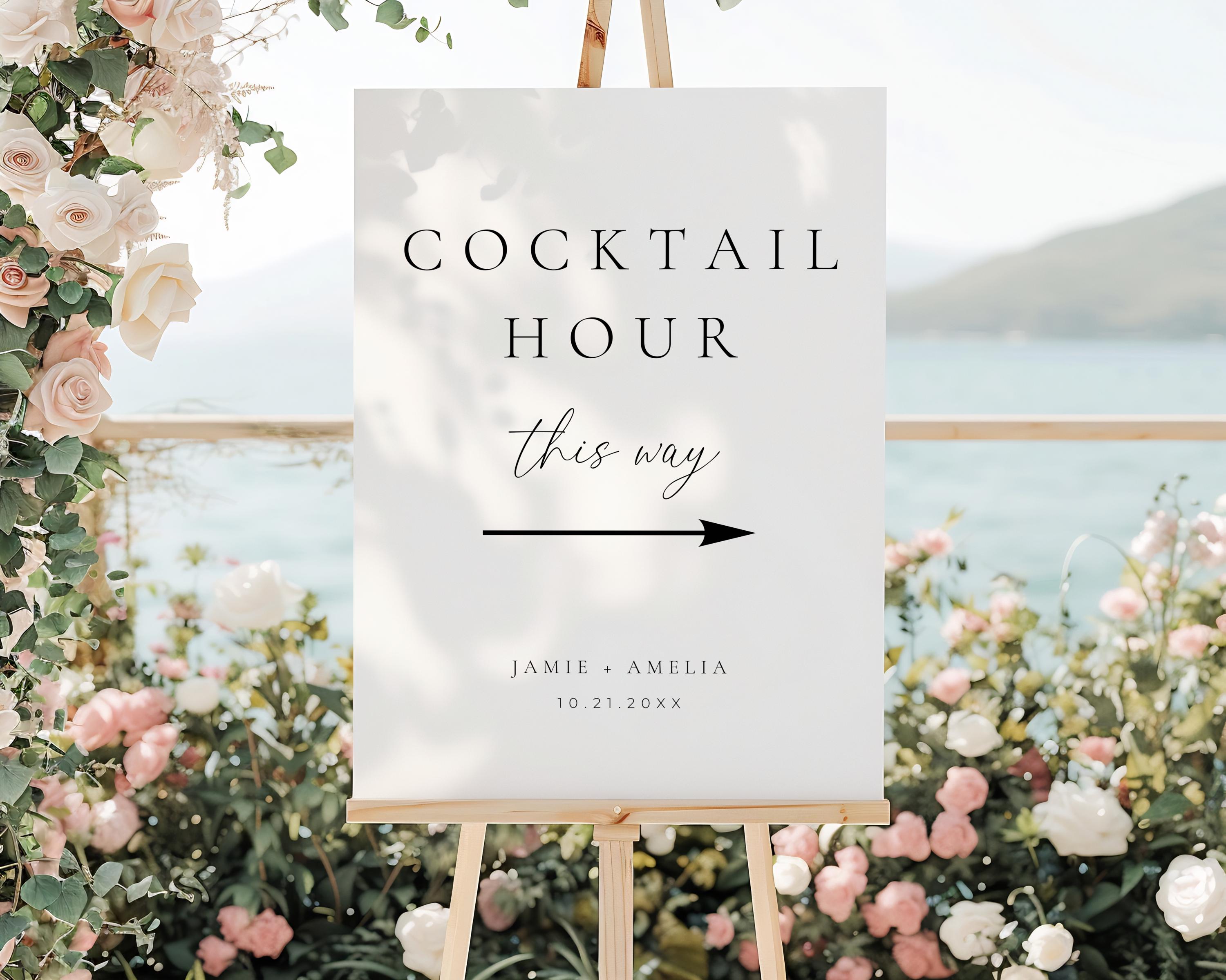 Modern Printable Cocktail Hour Sign - Directional Arrow This Way Sign ...