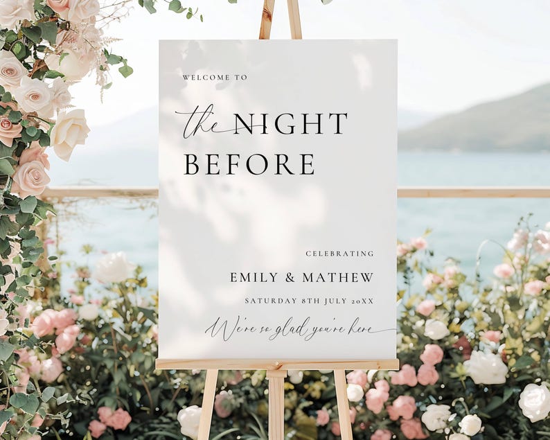 Minimalist the Night Before Sign Download, Wedding Rehearsal Dinner ...