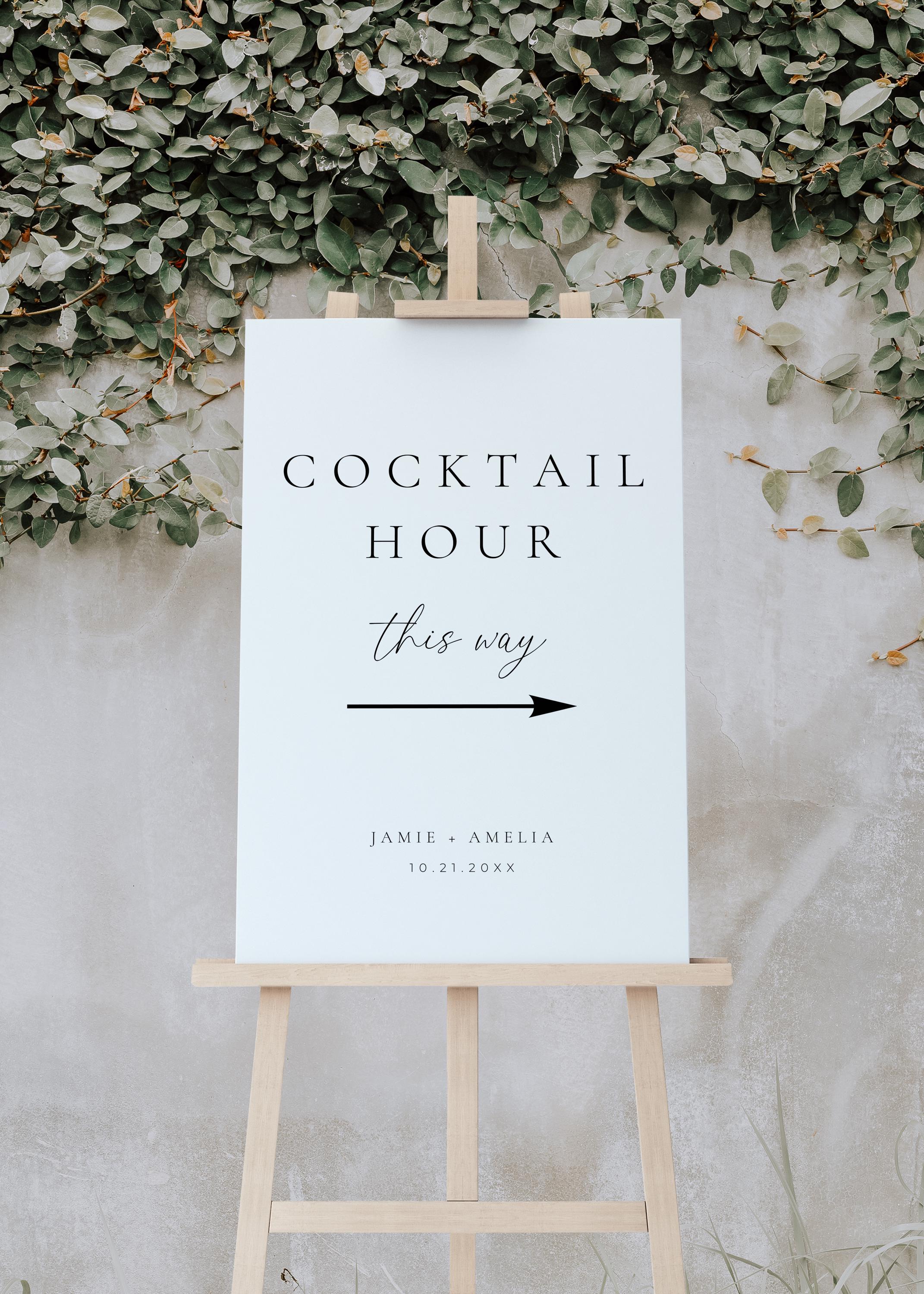 Modern Printable Cocktail Hour Sign - Directional Arrow This Way Sign ...