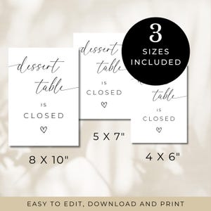 Modern Dessert Table Sign - Editable Wedding Dessert Sign - Cake Table ...