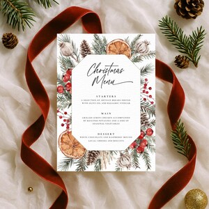 Traditional Festive Menu Instant Download, Holiday Menu Editable ...