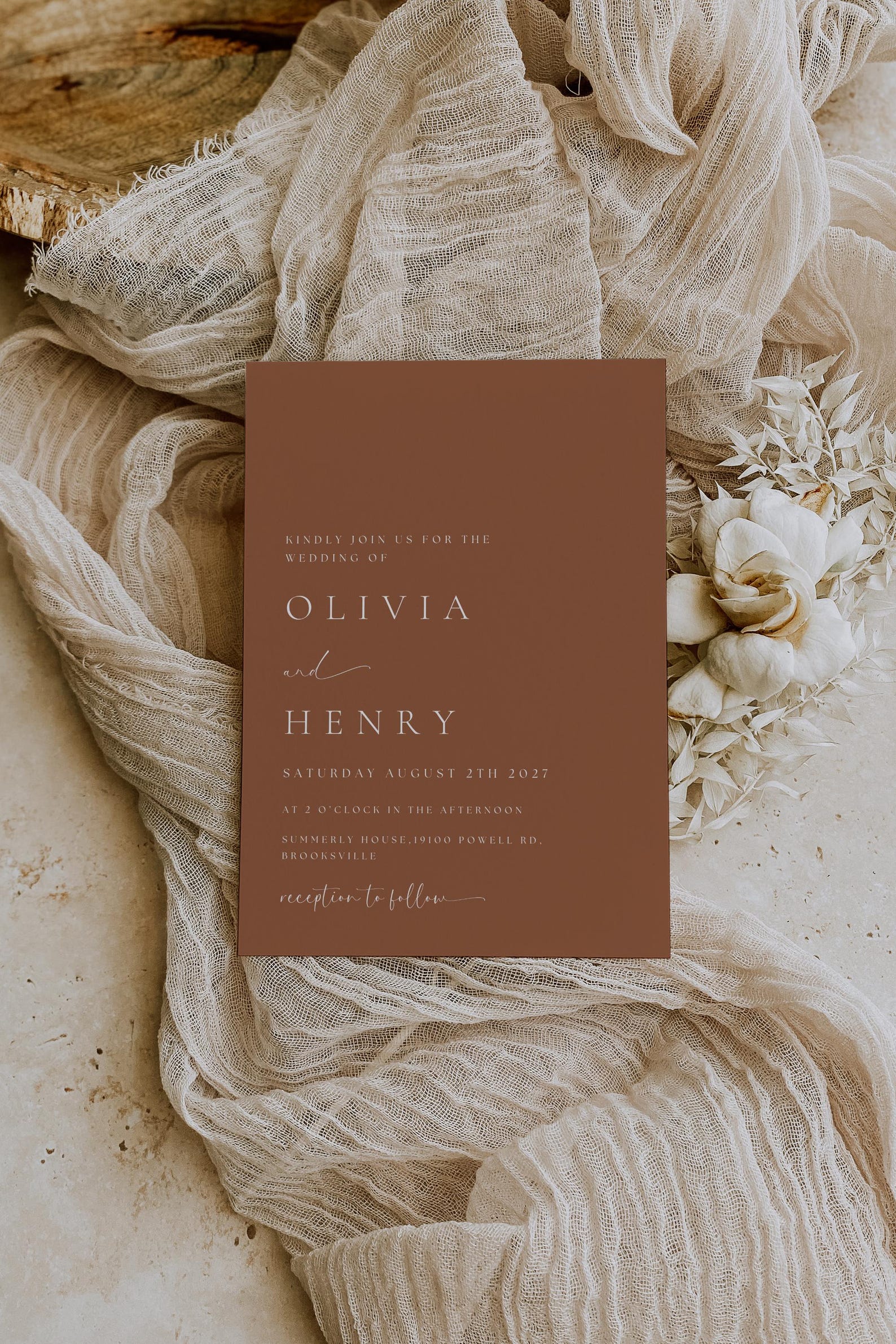 Earth Tone Wedding Invitation Suite: Boho Beige Details Card ...