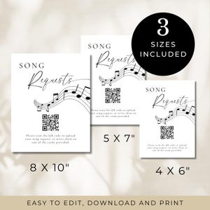 Wedding Song Request Card, Printable Music Request for Wedding, DJ ...