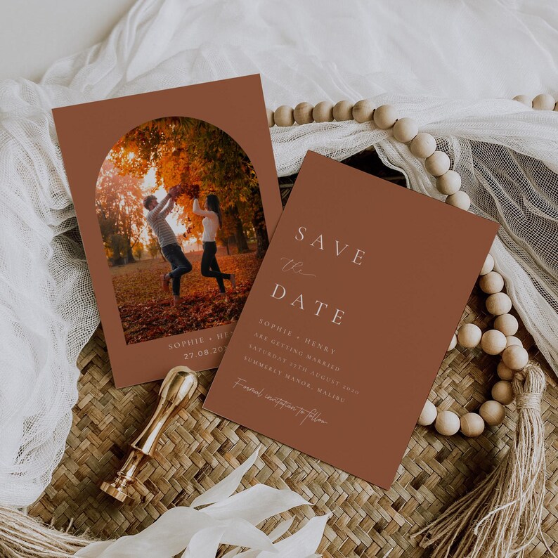 Rustic Fall Wedding Save the Date Cards: Customizable Template (canva ...