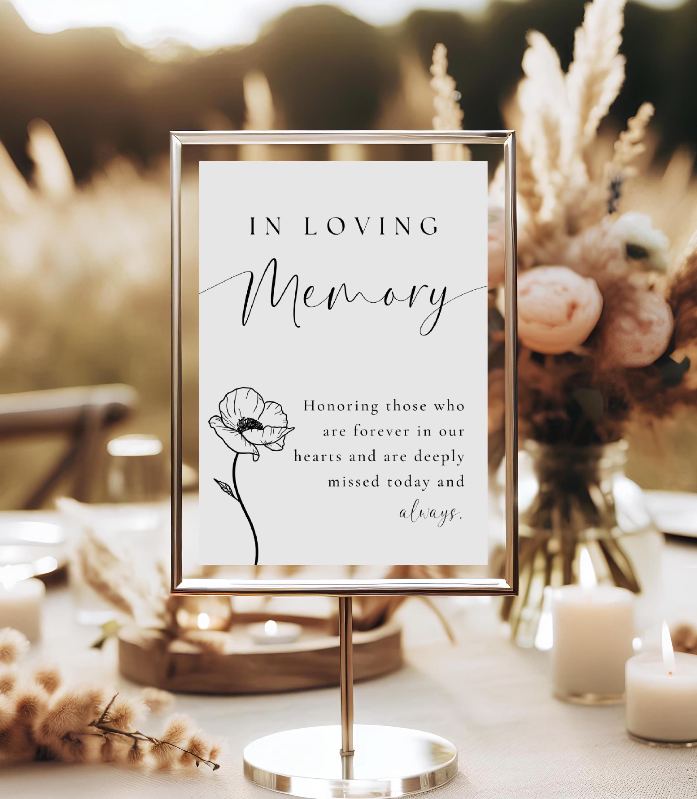 In Loving Memory Table Top Sign Custom Wedding Decor Personalized ...