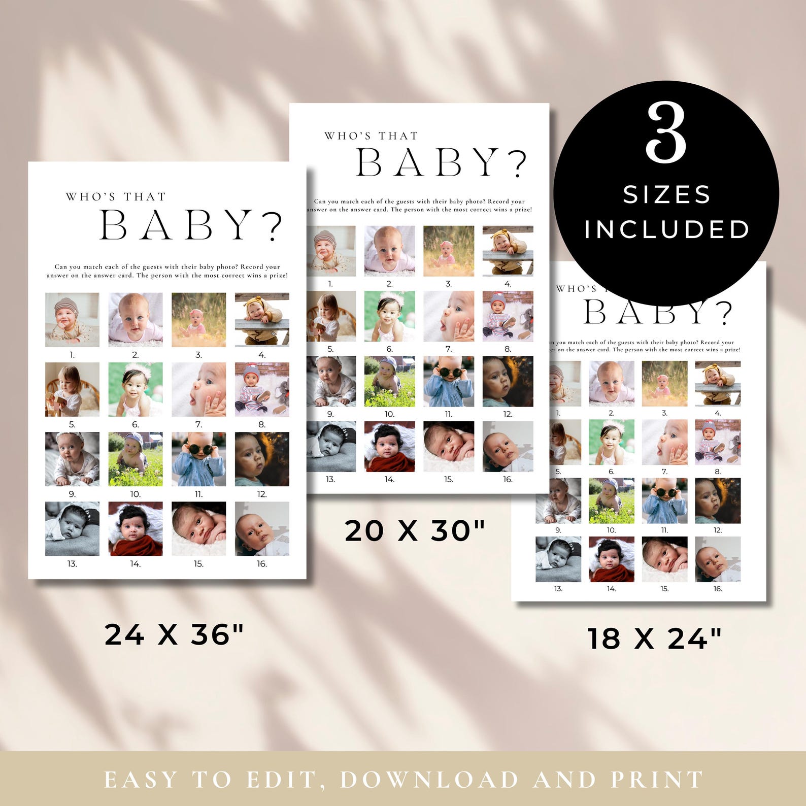 Who's That Baby Photo Game - Baby Photo Guessing Game - Editable ...