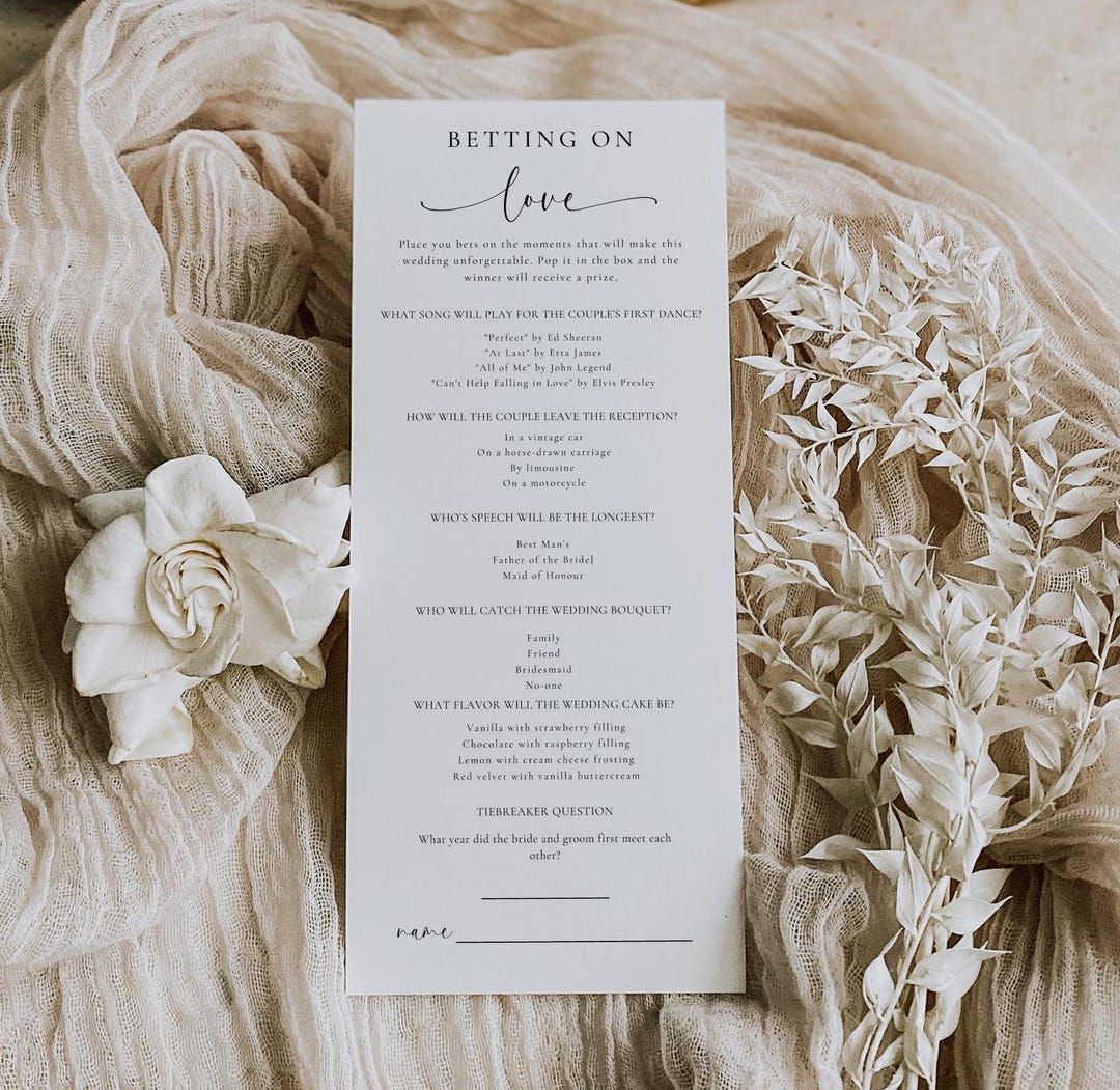 Wedding Place Your Bets Game: Fun Reception Activity (instant Download ...