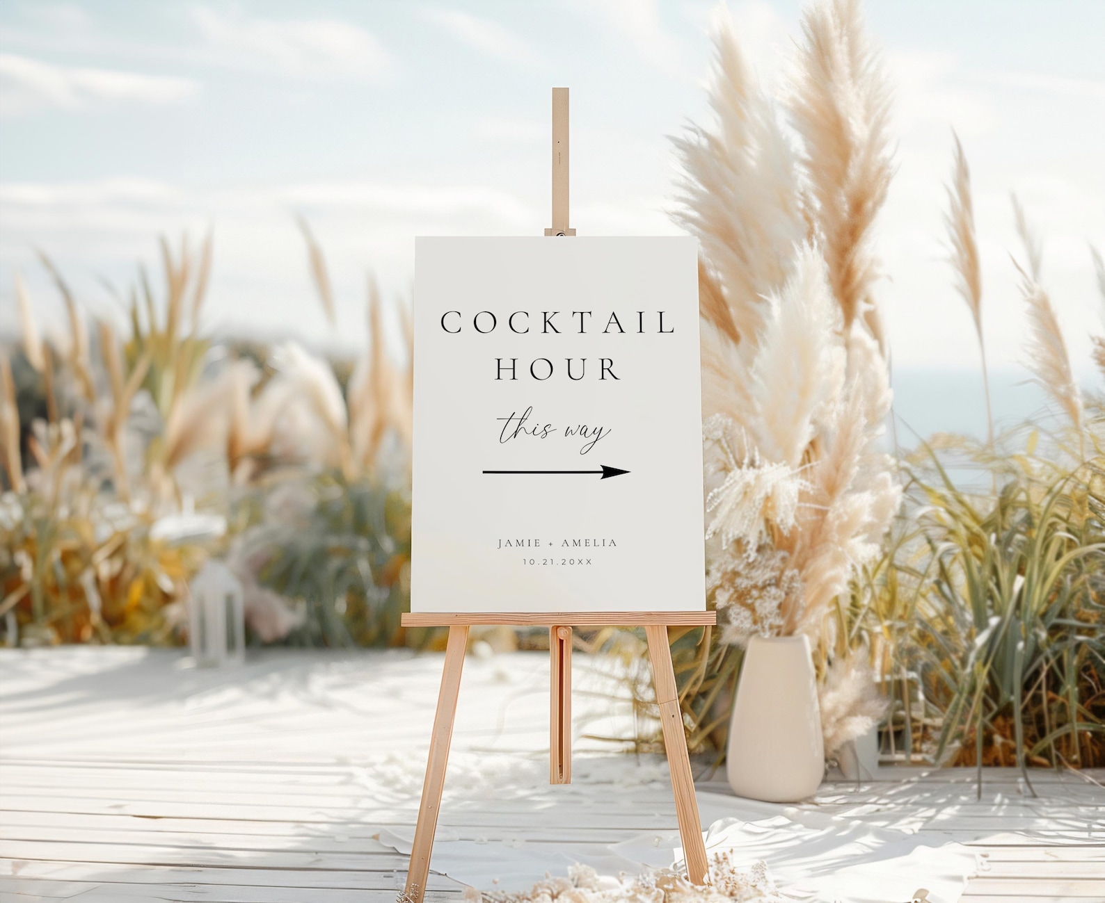 Modern Printable Cocktail Hour Sign - Directional Arrow This Way Sign ...