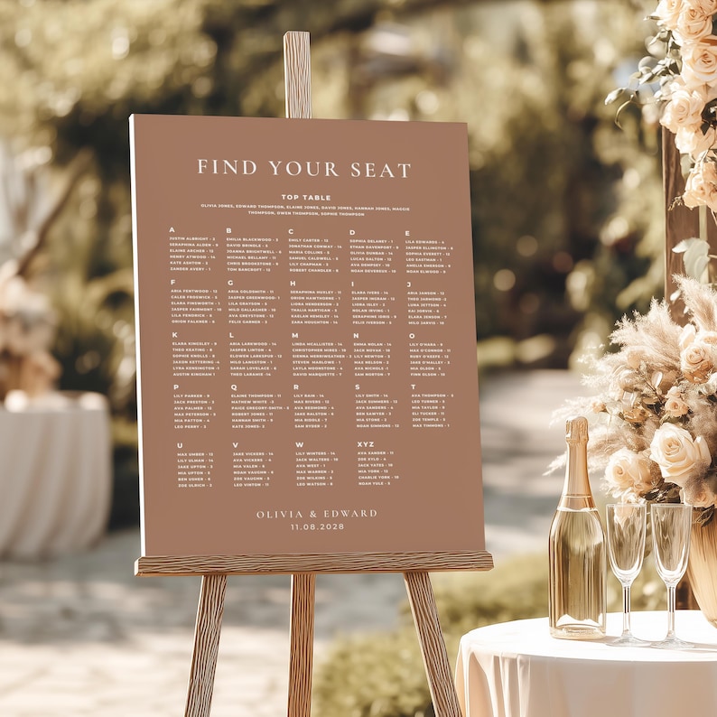 Terrecotta Seating Chart Sign Printable, Fall Seating Plan Poster ...