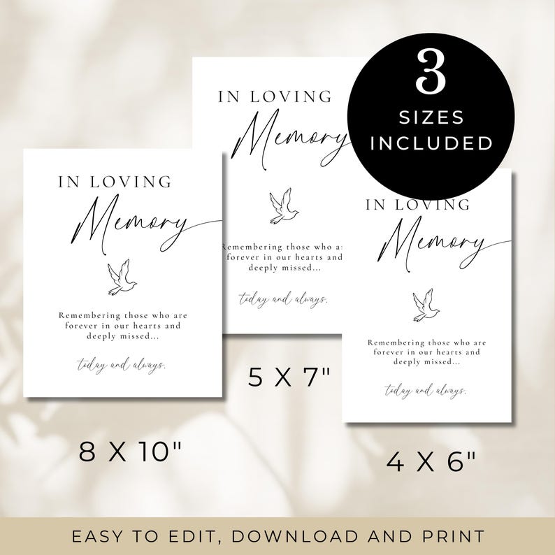 In Loving Memory Wedding Sign Minimalist, Forever in Our Hearts Sign ...