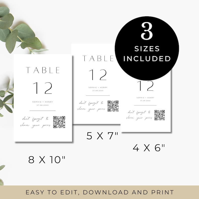 Wedding Table Numbers With QR Code: Canva Template (digital Download ...