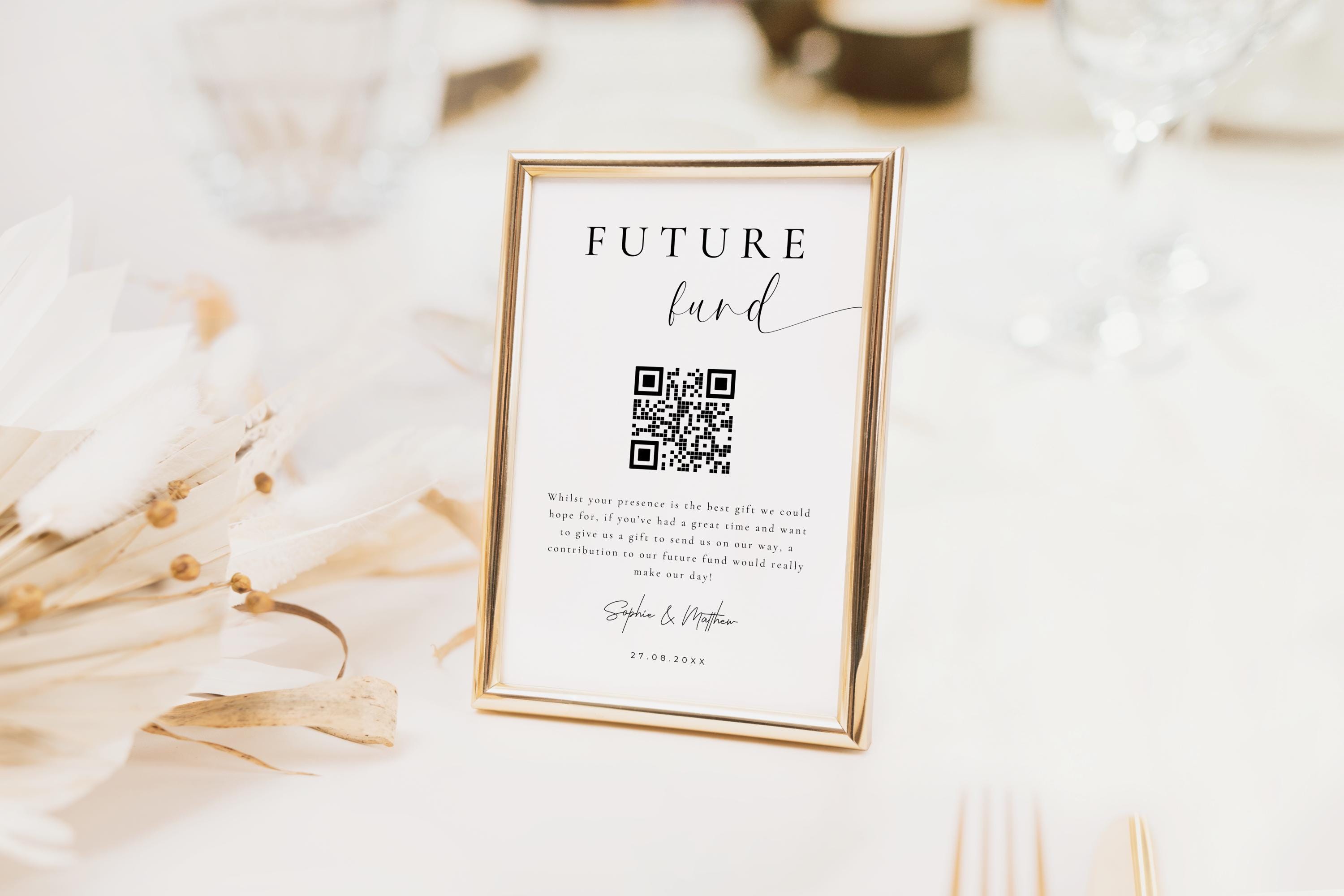 Modern Future Fund Wedding Sign: Venmo QR Code Template (digital ...