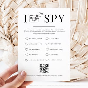 I Spy Wedding Game, Wedding I Spy, Wedding QR Code, Wedding Activities ...