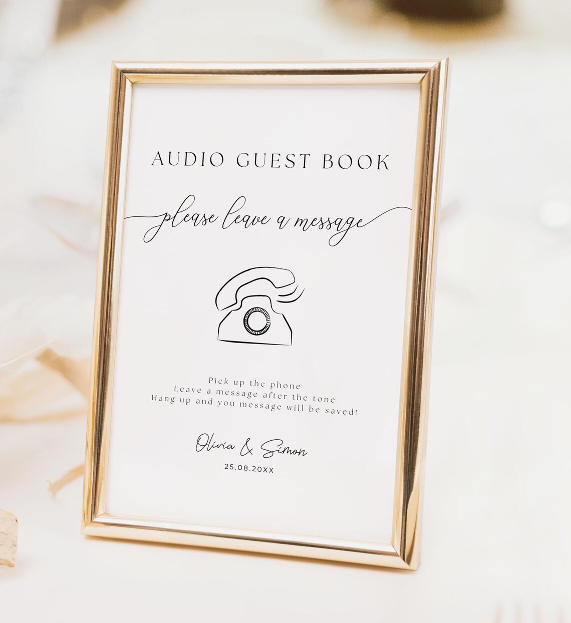 Audio Guestbook Sign Template: Minimalist Wedding Decor (instant ...
