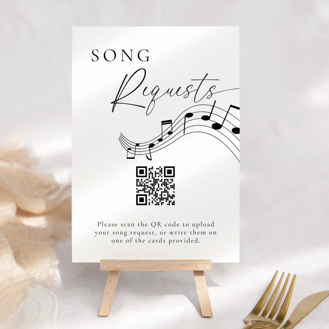 Wedding Song Request Card, Printable Music Request for Wedding, DJ ...