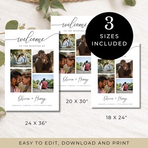Photo Collage Wedding Welcome Sign: Minimalist Template (digital ...