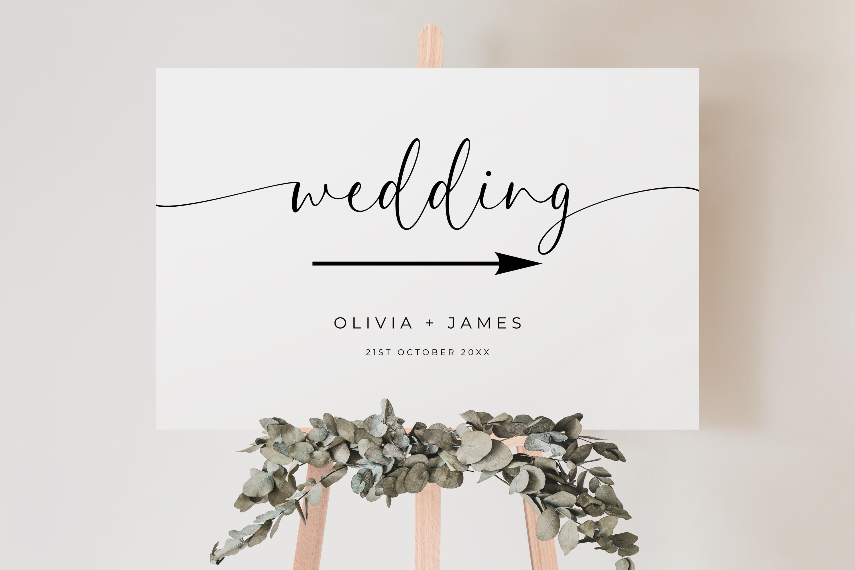 Minimalist Wedding Direction Sign Printable, Wedding This Way Poster ...