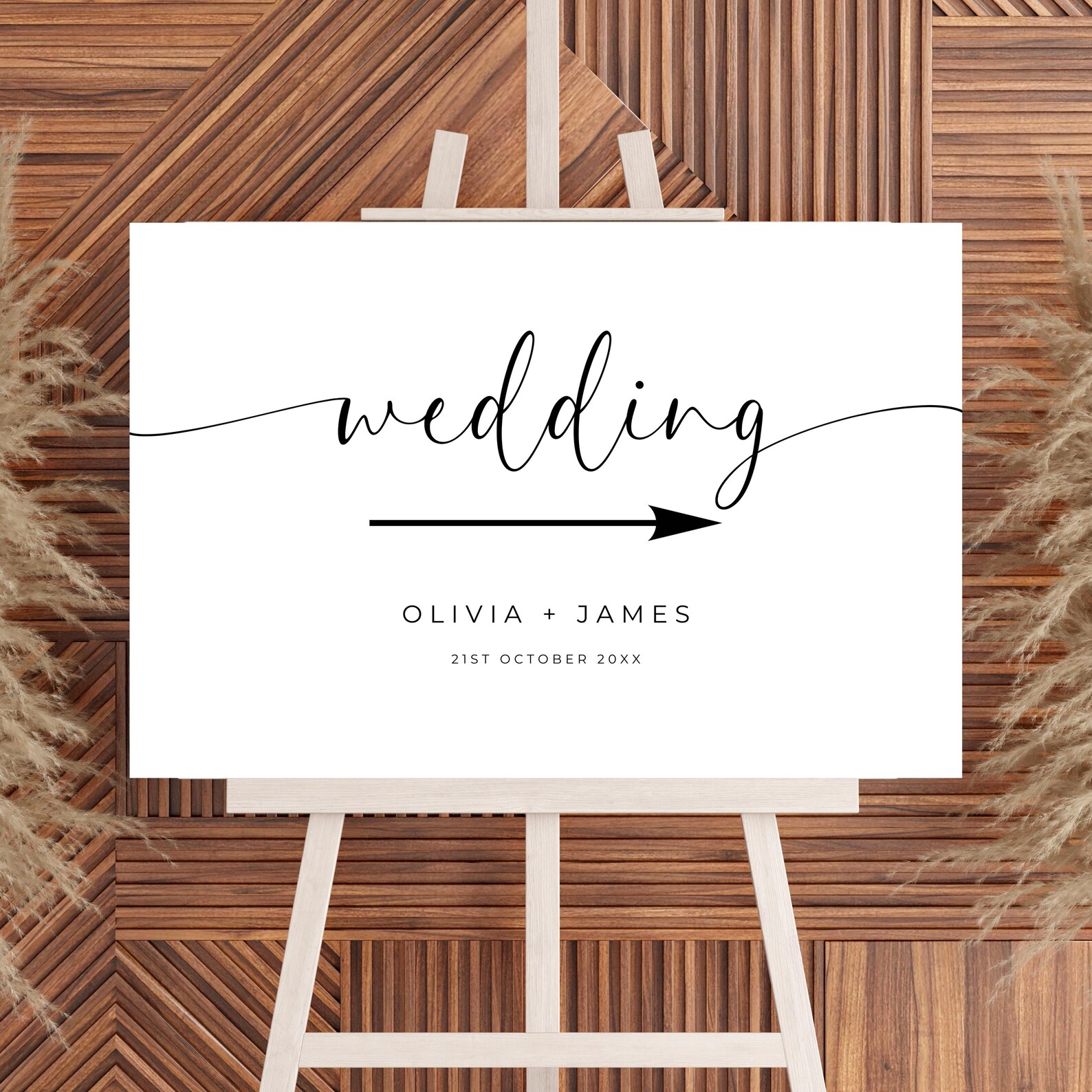 Minimalist Wedding Direction Sign Printable, Wedding This Way Poster ...