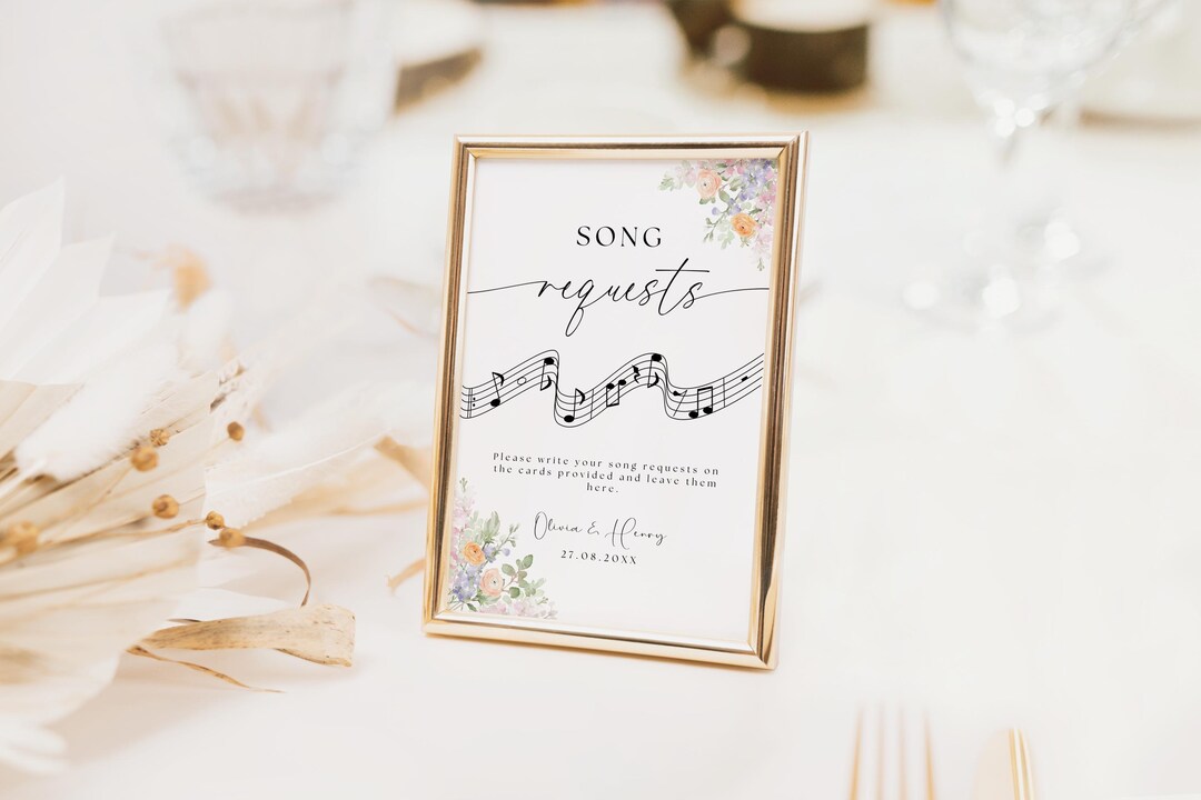 Song Request Wedding Sign Wildflower Themed Wedding Decor Wedding Music ...