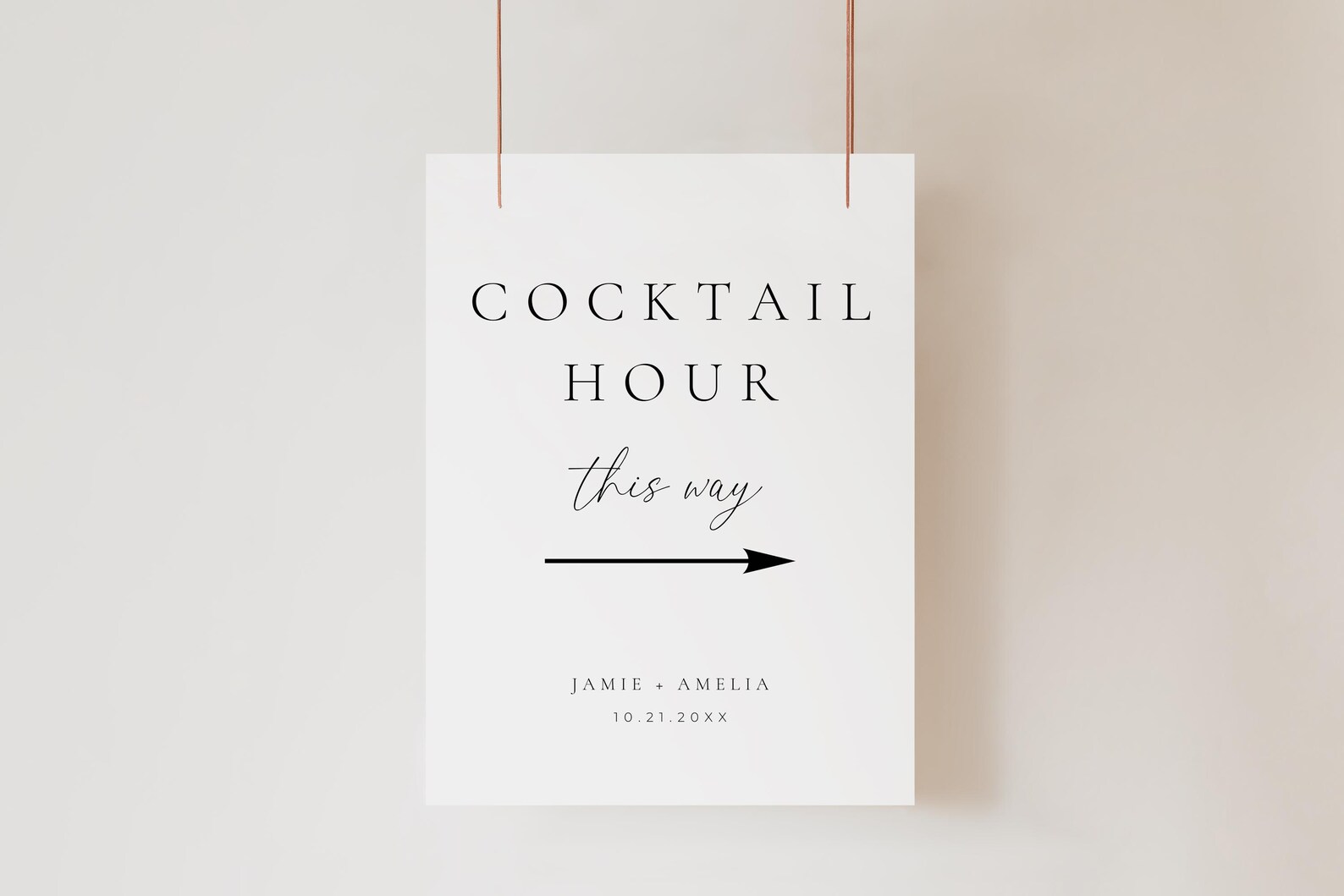 Modern Printable Cocktail Hour Sign - Directional Arrow This Way Sign ...