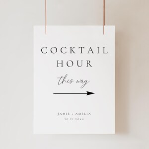 Modern Printable Cocktail Hour Sign - Directional Arrow This Way Sign ...