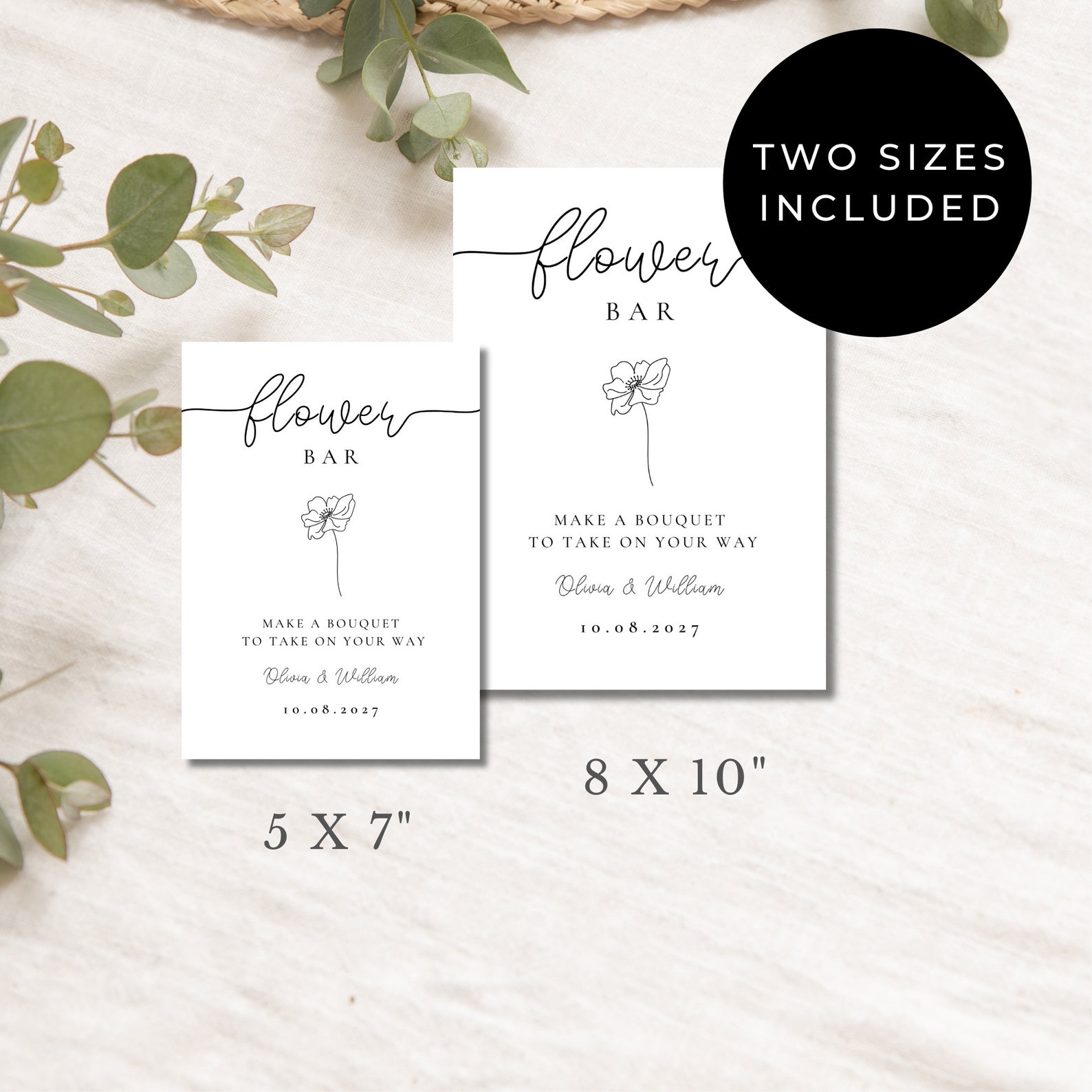 Flower Bar Sign, Modern Minimalist Bridal Shower Sign, Build Your ...