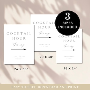 Modern Printable Cocktail Hour Sign - Directional Arrow This Way Sign ...
