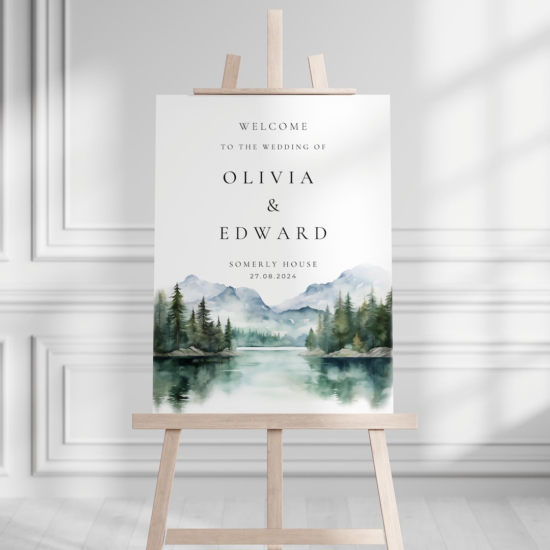 Mountain Wedding Welcome Sign, Rustic Mountain Decor Instant Download ...