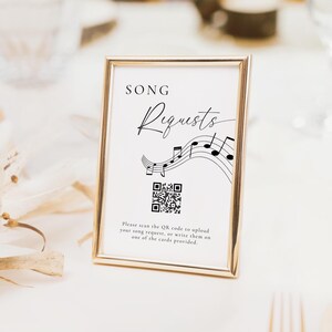 Wedding Song Request Card, Printable Music Request for Wedding, DJ ...