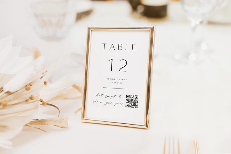 Wedding Table Numbers With QR Code: Canva Template (digital Download ...