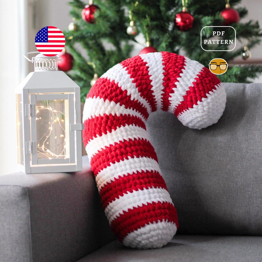 AMIGURUMI PATTERN Candy Cane Crochet Pillow Plush | Gift for Her | Cozy ...